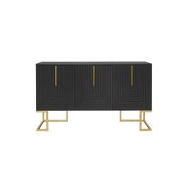 ABRIHOME 3-t&uuml;riges Sideboard mit verstellbaren Regalen in Schwarz | Gr.: onesize
