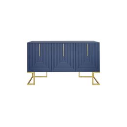 ABRIHOME 3-t&uuml;riges Sideboard mit verstellbaren Regalen in Navy Blau | Gr.: onesize