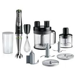 Braun Stabmixer "MultiQuick 9 MQ 9195XL - 1200W, Stufenlosreulierbar, Dynamische Klinge", silber (schwarz, silberfarben), B:6,8cm H:41cm T:6,8cm, Mixer, Spritzschutz, Extra Mahlklinge, 2 Modi + Pulsfunktion, W&uuml;rfelschneider