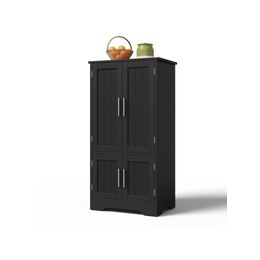 ABRIHOME 4-t&uuml;riger K&uuml;chenschrank mit LED und 3D-Wellendesign in Schwarz, 120x60x40 cm | Gr.: onesize