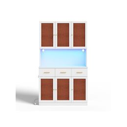 ABRIHOME Sideboard 182 cm mit LED & Steckdose in Wei&szlig; | Gr.: onesize