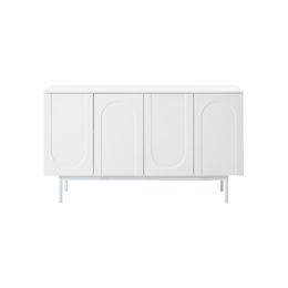 ABRIHOME Modern minimalistisches Sideboard mit 4 T&uuml;ren im Bogenmuster in Wei&szlig; | Gr.: onesize