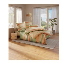 WITT WEIDEN Bettw&auml;sche in reseda-apricot-bedruckt | Gr.: 155-x-220-plus-80-x-80-cm