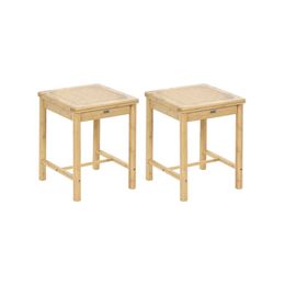 Beliani 2er-Set Hocker EVIRES in Braun/Beige | Gr.: onesize