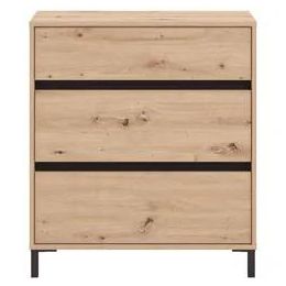 Kommode Inosign "Marron, Schubkastenkommode, H&ouml;he 90 cm, Breite 80 cm", schwarz (eichefarben, schwarz), B:80cm H:90cm T:40cm, FSC-zertifizierter Holzwerkstoff, Sideboards, Kommode, Breiten 80 cm, mit ger&auml;umigen Schubladen