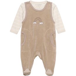 FIXONI Kinder Langarmbody "Body LS w.Velour Romper" in Braun | Gr.: 50