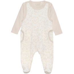 FIXONI Kinder Langarmbody "Body LS w.Velour Romper" in Beige | Gr.: 68