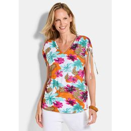 GOLDNER Kurzgr&ouml;&szlig;e: Blusenshirt mit floralem Print in bunt / gemustert | Gr.: 24