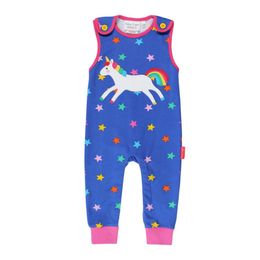 Toby tiger Strampler mit Einhorn Applikation in blau | Gr.: 86