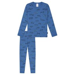 Schiesser Pyjama Boys World in Blau | Gr.: 128