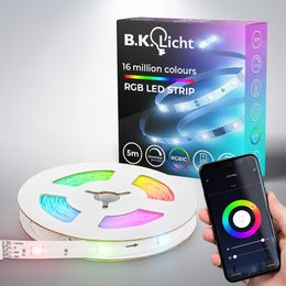 B.K.LICHT LED Stripe "Wifi RGBIC LED Strip, 5 m, mit App Steuerung", wei&szlig;, Flammen 150 Stk., Kabell&auml;nge 150m, Lichterketten, Lichtleiste, mit Musiksensor, smartes LED Band, Selbstklebend