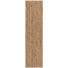 L&auml;ufer FLAIR RUGS "Jute Boucle", blau, B:60cm H:7mm L:230cm, Jute, Teppiche, L&auml;ufer, aus 100% Jute, mit Fransen, aus Naturfasern
