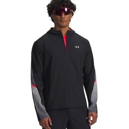Laufjacke Under Armour "UA VELOCITI STORM HOODED JKT", Herren, Gr. S, schwarz, castlerock, reflective, Obermaterial: 87% Polyester, 13% Elasthan, Jacken, mit Kapuze, mit reflektierenden Details, mit Elasthan-Anteil