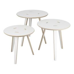 Tojo Beistelltisch RUND, Birke Multiplex, wei&szlig; beschichtet, Hx&Oslash; 400 x 400 mm