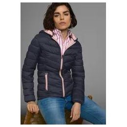 Steppjacke Kangaroos, Damen, Gr. 42, blau (marine, rosa), Web, Obermaterial: 100% Polyamid. Futter: 100% Polyamid. Wattierung: 100% Polyester, kontrastfarbene Details, unifarben mit Farbeinsatz, figurbetont h&uuml;ftbedeckend, Jacken Steppjacke, mit kontrastfarbenen Details