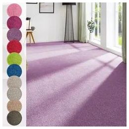 Teppichboden ANDIAMO "Ines, Kr&auml;uselvelours, Gesamth&ouml;he 8,5 mm, Luxusklasse LC2", lila (dunkellila), B:400cm L:500cm, Kunstfaser, Teppiche, Uni Farben, Breite 400 cm, strapazierf&auml;hig & pflegeleicht
