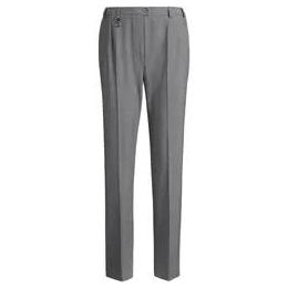 Stoffhose GOLDNER "Elegante Stretchhose mit B&uuml;gelfalten", Damen, Gr. 52, N-Gr, silber (silbergrau, melange), Obermaterial: 53% Polyester PES. 43% Schurwolle WV. 4% Elasthan EL., normal, Hosen Stoffhose, Bund mit dekorativem Zierteil