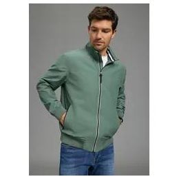 Blouson ALPENBLITZ "Br&uuml;gge", Herren, Gr. L, khaki, marine, Web, Obermaterial: 65% Baumwolle, 35% Polyamid. Futter: 100% Polyester, kontrastfarbene Details, unifarben, unifarben mit Farbeinsatz, normal, Rippstrickb&uuml;ndchen, Jacken Blouson, &Uuml;bergangsjacke im casualer Stil, mit Stehkragen