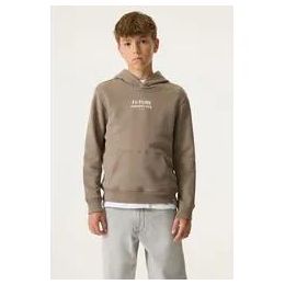 Hoodie Garcia, Jungen, Gr. 164/170, taupe grau, Sweatware, Obermaterial: 80% Baumwolle, 20% Polyester, regular fit taillenbedeckt, Rippb&uuml;ndchen, Sweatshirts Hoodie, mit Print