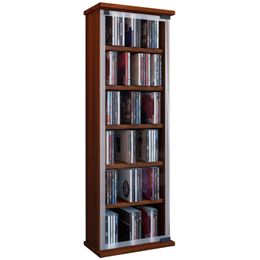 Media-Regal Vcm "Holz CD DVD Stand Regal Schrank Classic Glast&uuml;r", kern, nussbaum, B:31cm T:18cm, Regale