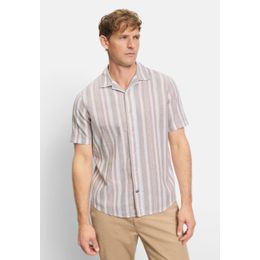 Langarmhemd OLYMP "OLYMP Casual, regular fit, Reverskragen", Herren, Gr. S, Normaler Arm, braun, 70% Baumwolle, 30% Leinen, Hemden