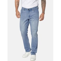 5-Pocket-Jeans Jan Vanderstorm "Tiefbundjeans BJOWID", Herren, Gr. 66, N-Gr, blau (hellblau), Obermaterial: 64% Baumwolle CO. 31% Polyester COOLMAX PES(Coolmax). 4% Viskose CV. 1% Elasthan EL., Jeans 5-Pocket-Jeans