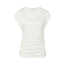 Rundhalsshirt comma, Damen, Gr. 38, wei&szlig;, Single Jersey, Obermaterial: 100% Viskose, unifarben, tailliert h&uuml;ftbedeckend, Rundhals, Shirts Rundhalsshirt, Sommershirt - gerafft und aus reiner Viskose