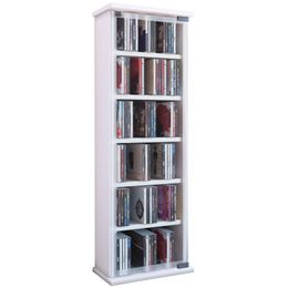 Media-Regal Vcm "Holz CD DVD Stand Regal Schrank Classic Glast&uuml;r", wei&szlig;, B:31cm T:18cm, Regale