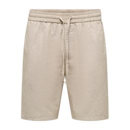 Only & Sons Shorts ONLY & SONS "ONSLINUS 0007 COT LIN SHORTS NOOS", Herren, Gr. L, N-Gr, coriander detail:two tone (wei&szlig;), Web, Obermaterial: 75% Baumwolle, 25% Leinen, unifarben, loose fit kniefrei, Hosen Shorts