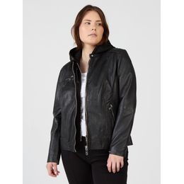 Lederjacke Maze "42021318", Damen, Gr. 54, schwarz, Obermaterial: 100% Lammleder; Futter: 100% Baumwolle; &Auml;rmelfutter: 100% Polyester; Kapuze: 55% Baumwolle, 45% Polyester, Jacken