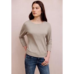 Langarmshirt STREET ONE STUDIO, Damen, Gr. 34, buffed beige meliert, Stoff, 83% Viskose, 17% Polyester, unifarben, normal normal, U-Boot-Ausschnitt, Rippb&uuml;ndchen, Shirts Langarmshirt, mit U-Boot-Ausschnitt