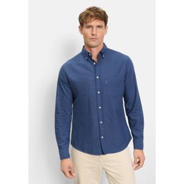Langarmhemd OLYMP "OLYMP Casual, regular fit, Button-down", Herren, Gr. L, Normaler Arm, marine, 100% Baumwolle, Hemden