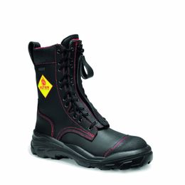Sicherheitsschuh Elten "Sicherheitsschuhe 89221 Elten Feuerwehrstiefel" Gr. 42, schwarz (schwarz, rot), 42, Obermaterial: 50% Rindsleder Leather cow. 50% Lammleder LEL., Schuhe