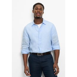 Langarmhemd OLYMP "OLYMP Casual, regular fit, Kent", Herren, Gr. 3XL, Normaler Arm, hellblau, 100% Leinen, Hemden