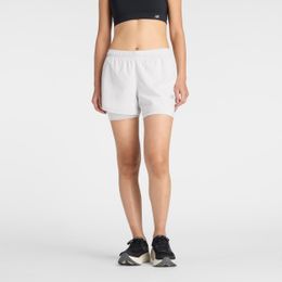 Laufshorts New Balance "SPORT ESSENTIAL 2-IN-1 SHORT 3", Damen, Gr. S, N-Gr, grau matter, Obermaterial: 100% Polyester, Hosen, mit integrierter Innenhose, mit seitlichen Einschubtaschen