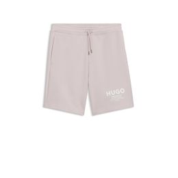 Sweatshorts HUGO BLUE "Nomario", Herren, Gr. L, N-Gr, light, pastel lila535, Sweatware, Obermaterial: 100% Baumwolle, regular fit kniefrei, Hosen Sweatshorts, mit gro&szlig;em Druck