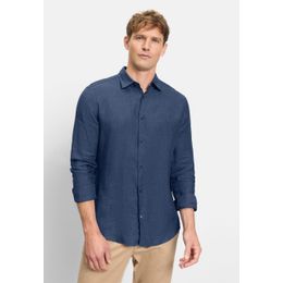 Langarmhemd OLYMP "OLYMP Casual, regular fit, Kent", Herren, Gr. XXL, Normaler Arm, royal, 100% Leinen, Hemden