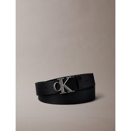 Lederg&uuml;rtel Calvin Klein "CK BUCKLE SMOOTH 35MM", Damen, Gr. 110, schwarz, antique silber, Web, B&uuml;ffelleder, G&uuml;rtel Lederg&uuml;rtel, Gr&ouml;&szlig;enverstellbar mit Metallschlie&szlig;e