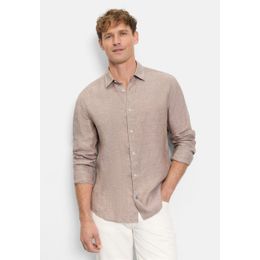 OLYMP Herren Langarmhemd "OLYMP Casual, Regular Fit, Kent", braun, Gr. M, 100% Leinen, Hemden