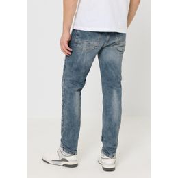 Slim-fit-Jeans Street One MEN, Herren, Gr. 36, L&auml;nge 32, soft gr&uuml;ncast random wash, Jeans, 88% Baumwolle, 10% Polyester, 2% Elasthan, unifarben, lang, Jeans Slim-fit-Jeans, Middle Waist