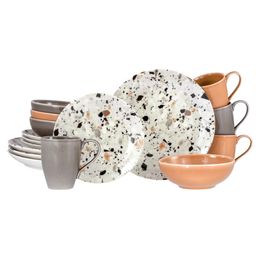 Kombiservice Creatable "Terrazzo Mix, Service 16-tlg.", bunt, 16, Geschirr-Sets, Kombiservice, Unregelm&auml;&szlig;ige Steine, Steinoptik