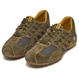 Schn&uuml;rschuh Geox "U SNAKE ORIGINAL", Herren, Gr. 41, gr&uuml;n (khaki, grau), Leder, Textil, Schuhe Schn&uuml;rschuh, Schn&uuml;rschuh, Freizeitschuh, Trekking Sneaker mit Lederinnensohle