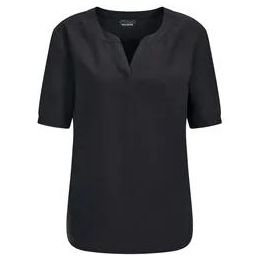 Schlupfbluse GOLDNER "Blusenshirt mit feiner Streifenstruktur", Damen, Gr. 40, schwarz, Obermaterial: 100% Polyester PES., gerade, V-Ausschnitt, Blusen Schlupfbluse, figurschmeichelende Schnittf&uuml;hrung