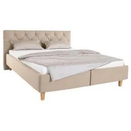 Polsterbett Home Affaire "Sunley 100", beige, B:203cm L:210cm, Struktur (100% Polyester);Strukturstoff (100% Polyester), Betten, Polsterbett, Kreuzsteppung, Kopfteilh&ouml;he 102 cm, ohne oder mit Matratze/Lattenrost