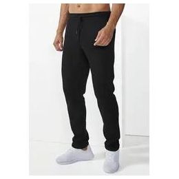 Sweathose Bruno Banani, Herren, Gr. M (48/50), N-Gr, schwarz, Piqu&eacute;, Obermaterial: 65% Polyester, 35% Baumwolle, unifarben, Basic, bequem lang, Hosen Sweathose, Jogginghose aus sch&ouml;ner Strukturware