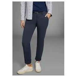 Chinohose Kangaroos, Damen, Gr. 44, N-Gr, blau (marine), Web, Obermaterial: 98% Baumwolle, 2% Elasthan, unifarben, gerade, unten schmal lang, Hosen Hose Chinohose, in schmaler Form, mit Kordel zu binden