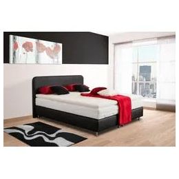 Boxspringbett, schwarz, B:210cm L:212cm, Bezug Kaltschaum-Topper: mit Klimafaser versteppt, 100% Polyester;Bezug untere Box und Kopfteil: wahlweise hochwertiger Microvelour (100% Polyester), feiner Strukturstoff (100% Polyester) oder Kunstleder;Bezug Obermatratze: 100% Polyester, Bezug abnehm- und waschbar bis 60C, Westfalia Schlafkomfort, Komplettbetten, Boxspringbett, inkl. Kaltschaum-Topper