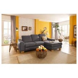 Ecksofa Home Affaire "Dundee L-Form", grau (anthrazit), B:264cm H:86cm T:170cm, Luxus-Microfaser Florence (100% Polyester);Struktur fein (100% Polyester);Luxus-Microfaser Lederoptik (100% Polyester), Sofas, Ecksofa, wahlweise mit Kopfteilverstellung und zus&auml;tzlich mit Schlaffunktion