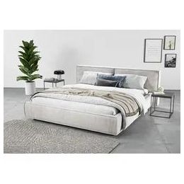 Polsterbett Home Affaire "Adrina mit Biesenoptik, Feincord und Luxus-Microfaser", silber, B:182cm H:91cm L:250cm, 95% Polyester;5% Nylon, Betten, Polsterbett, bis 280kg, auch in &Uuml;berl&auml;nge 220 cm, 4 Breiten bis 200cm