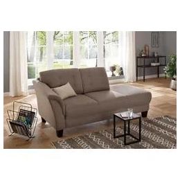 Recamiere Home Affaire "Trondheim", beige (dunkelbeige), B:197cm H:89cm T:90cm, Luxus-Microfaser (90% Polyester, 10% Polyamid);Struktur fein (100% Polyester);Flachgewebe (100% Polyester), Sofas, Recamiere, freistehend, mit Federkern, Knopfheftung im R&uuml;cken, F&uuml;&szlig;e Buche